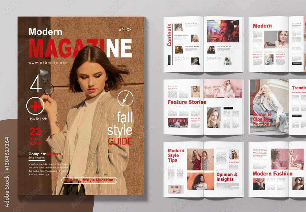 Modern Magazine Template Design Layout Stock Template | Adobe Stock