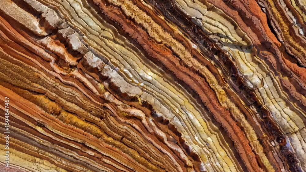 Vidéo Stock Vibrant layers of colorful sedimentary rocks revealing ...