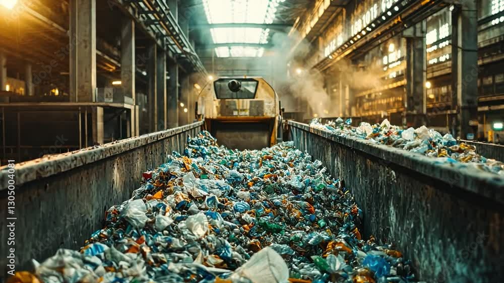 Recycling Operation: A massive industrial recycling operation, with ...