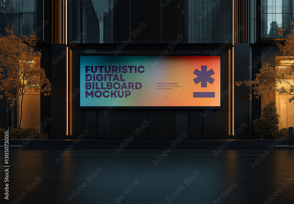 Futuristic Digital Billboard Mockup – Wide-Angle LED Display on ...