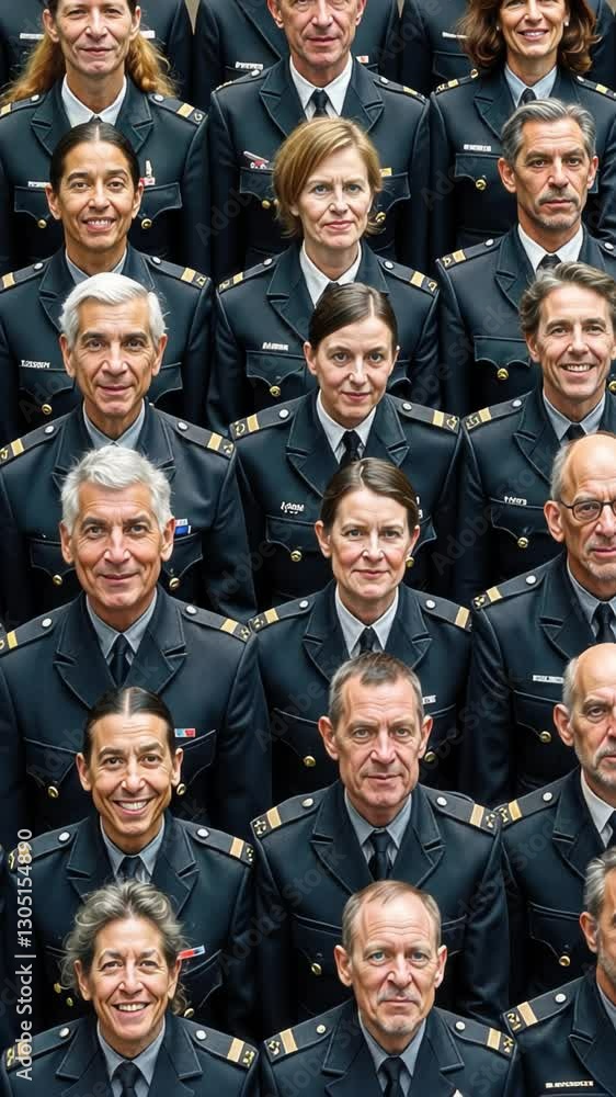 Large group of naval officers of different ranks and ethnicities in ...