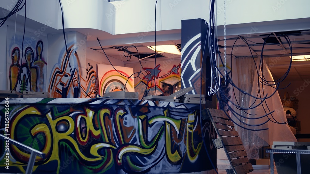 Poster Mural street art in headquarters used by artists with graffiti ...