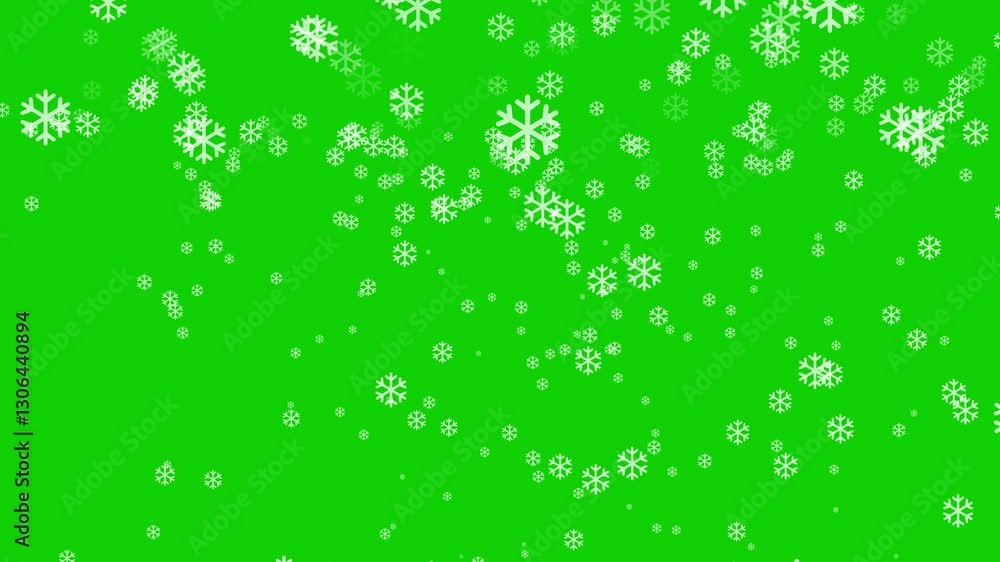 Snow Falling Green Screen. Snowfall Particle Animation 4k. Snowing Overlay Chroma Key Green ...