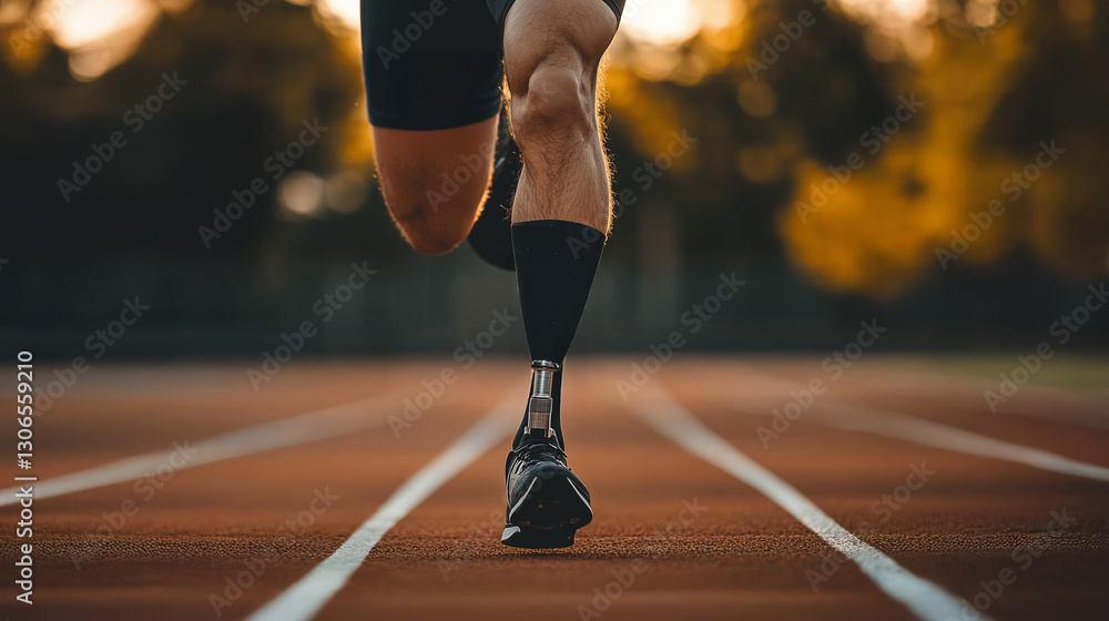 Photo & Art Print Paralympic Athlete Running on Track with Prosthetic ...