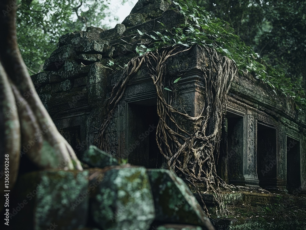 Poster lost jungle temple intertwined with restless vines, evidencing ...