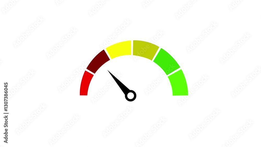Speedometer icon animation with technology background. tachometer low ...