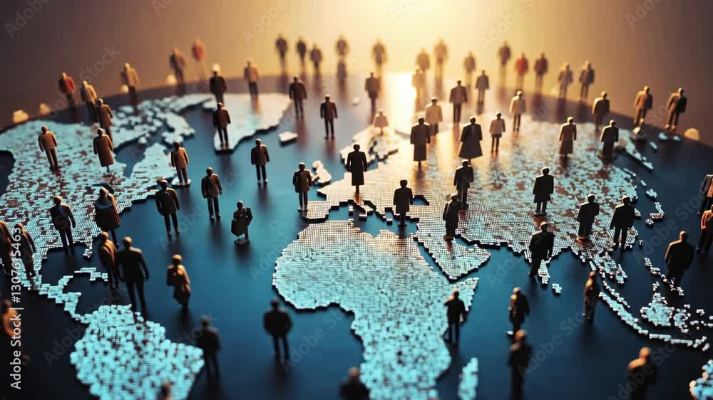 Human Representation on a Digital World Map Depicting Population ...