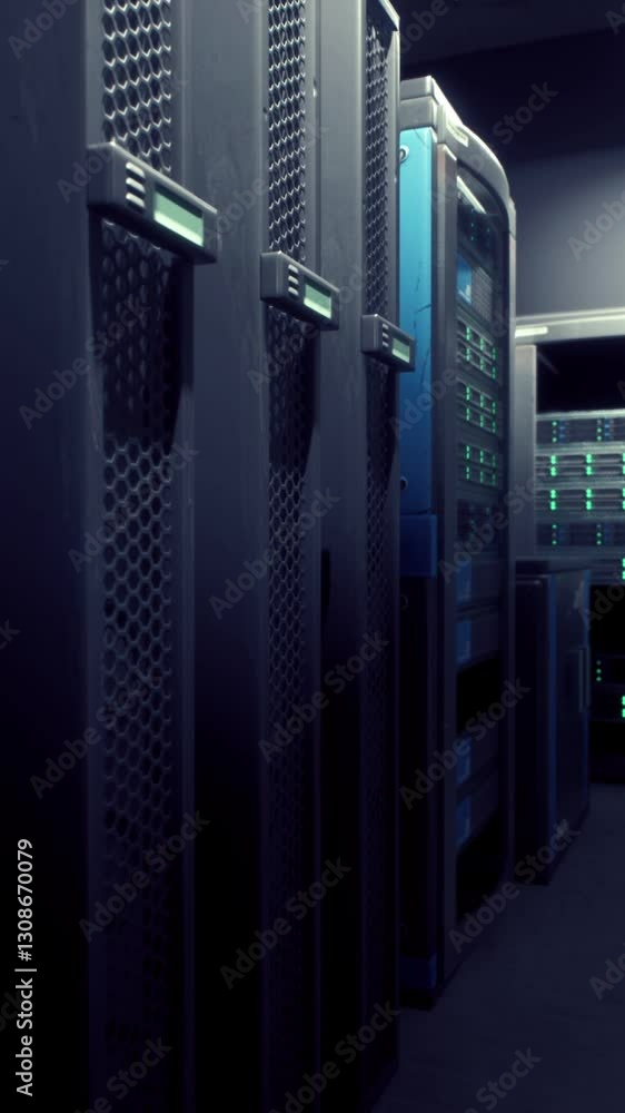 Supercomputers in rows, all switched on in a server room Stock ビデオ ...