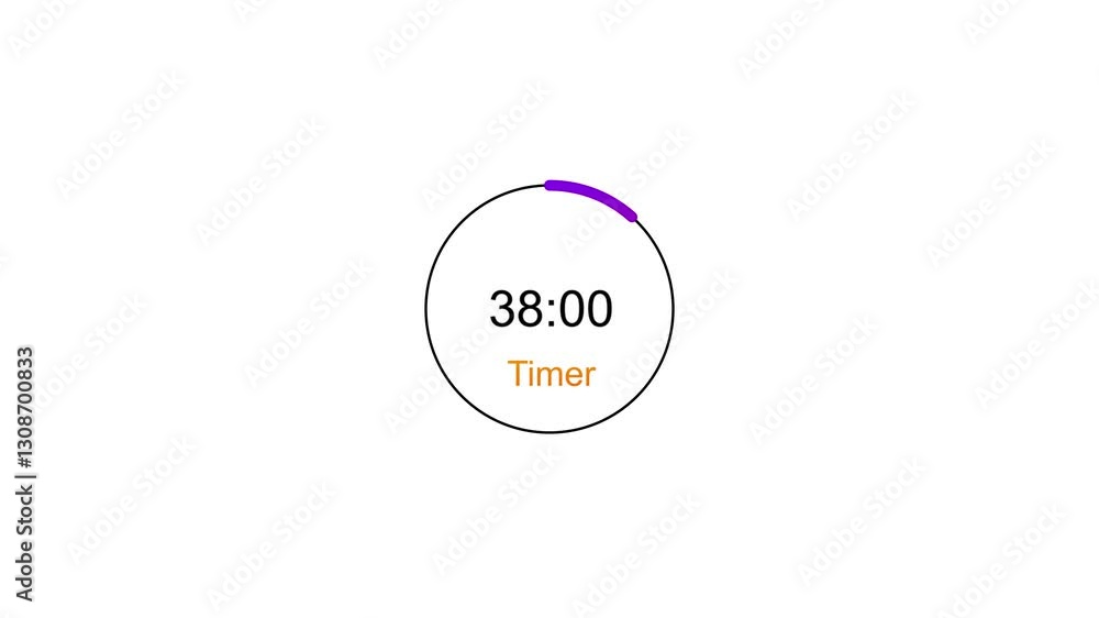 43 seconds digital clock countdown timer animation inside a blue and ...