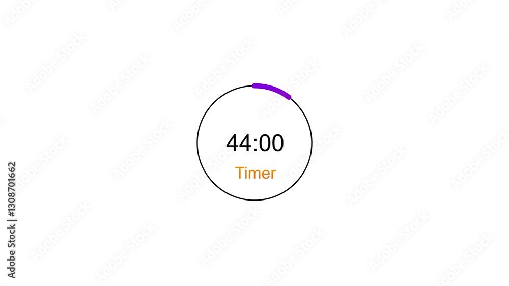 49 seconds digital clock countdown timer animation inside a blue and red circle on white ...