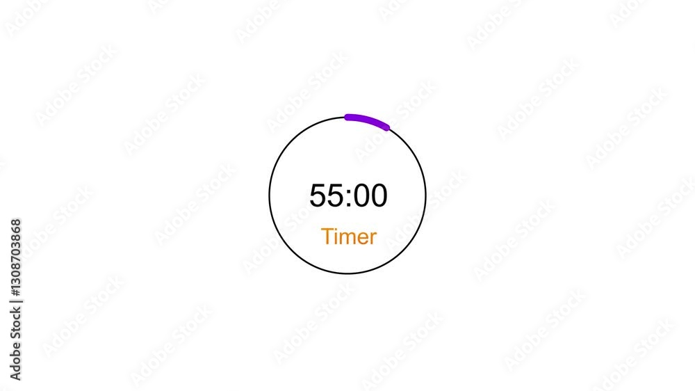 60 seconds digital clock countdown timer animation inside a blue and ...