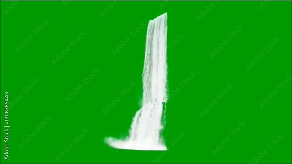 Waterfall on green screen, 3D realistic mountain water splash fall on ...