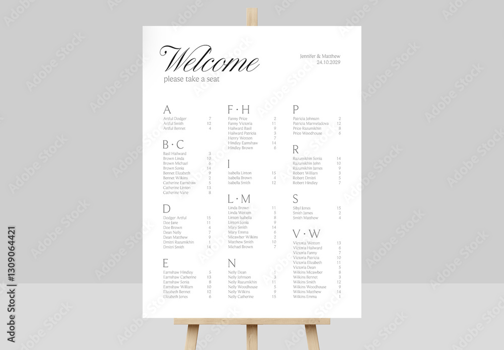 Wedding Seating Chart Sign Layout Stock Template | Adobe Stock