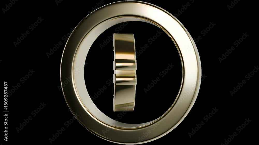 Gold color spinning Euro symbol. Alpha channel PNG codec, transparent ...