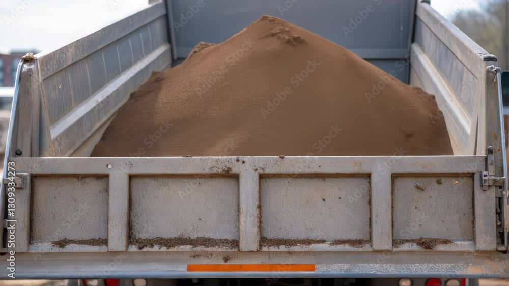 Construction material transport involves a dump truck carrying a load ...