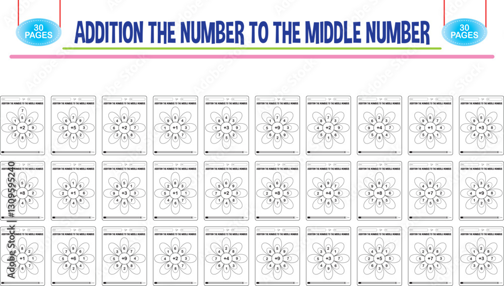 Poster Addition math activities vector worksheet for children – Wall ...