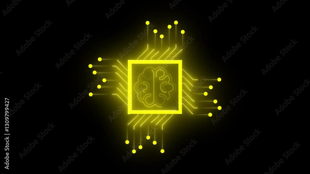 Concept animation of turning on of CPU microprocessor in motherboard ...