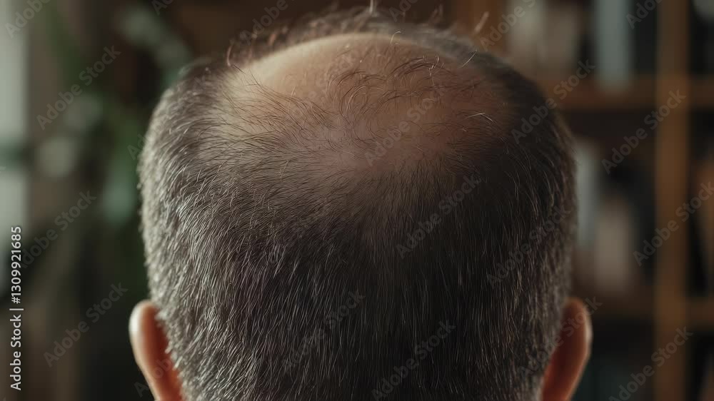 Mans head reveals early signs of male pattern baldness, with thinning ...