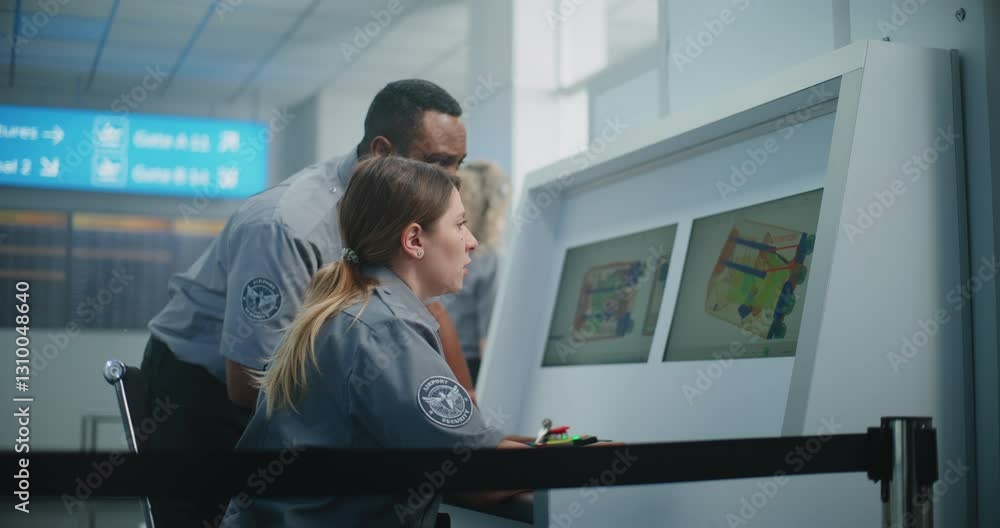 Airport Security Checkpoint: Two Multiethnic Security Officers ...