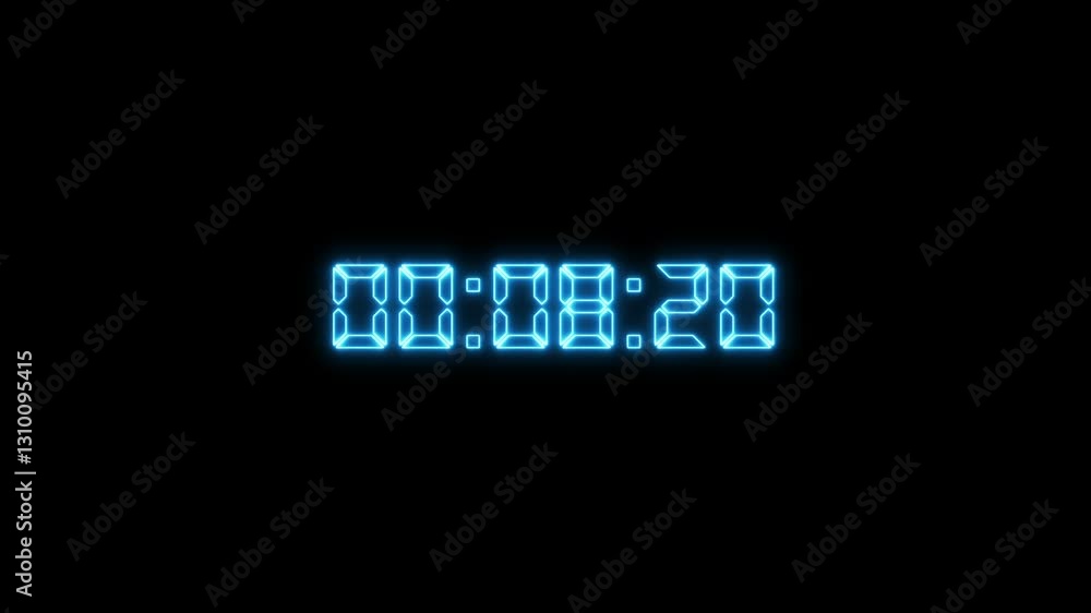 Countdown text animation clock Flickering Neon font Number uppercase ...