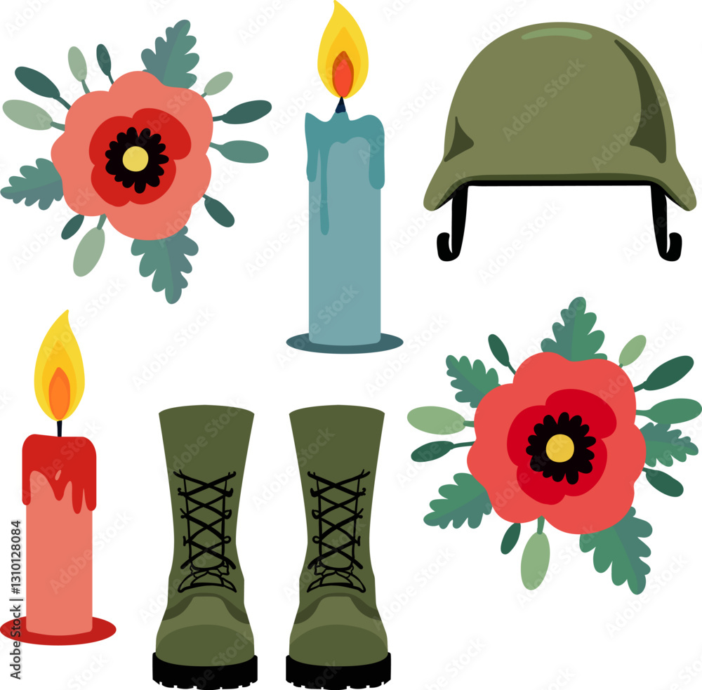 Poster pastel vector elements for may 26th memorial day military ...