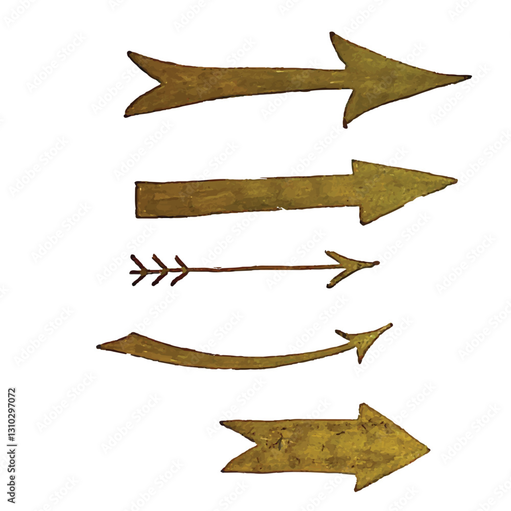 Poster set of arrows, gold arrows, straight arrows, curved arrows, gold ...