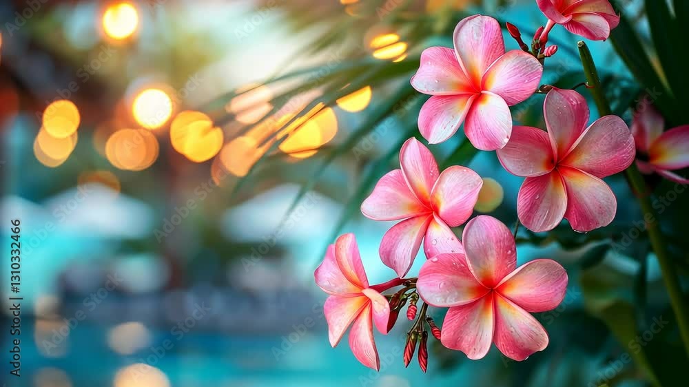 tropical flowers frame summer sea background, beach, hawaii, bahamas ...