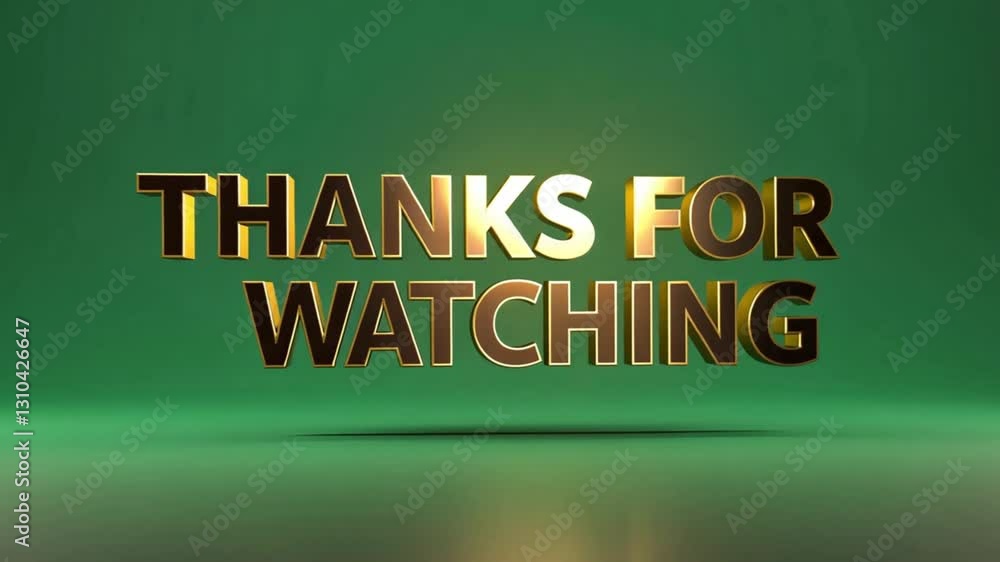 Thank you for watching text word light gold animation loop with glitch ...
