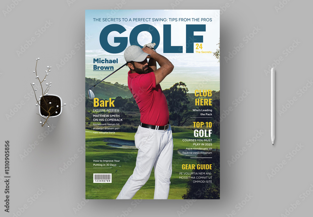 Golf Magazine Cover Page Design Stock Template | Adobe Stock