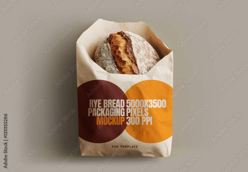 Rye Bread Bag Packaging Mockup Stock Template | Adobe Stock