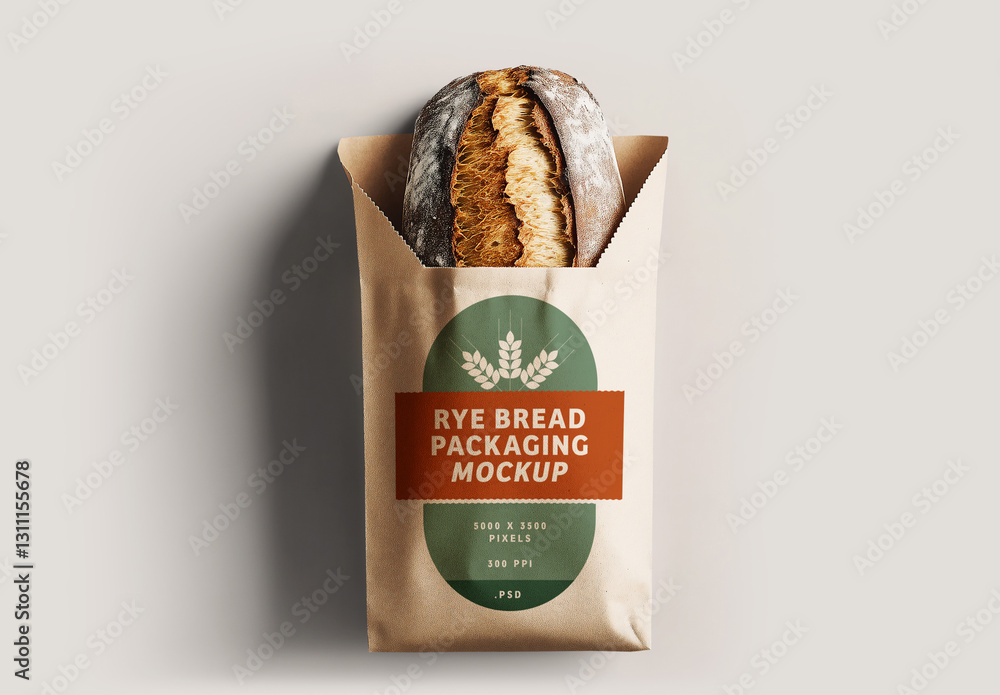 Rye Bread Bag Packaging Mockup Stock テンプレート | Adobe Stock