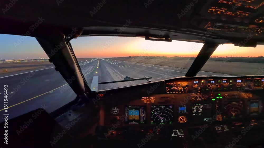 Pilot’s cockpit view of an airplane taking off into the sky. Stock 비디오 ...