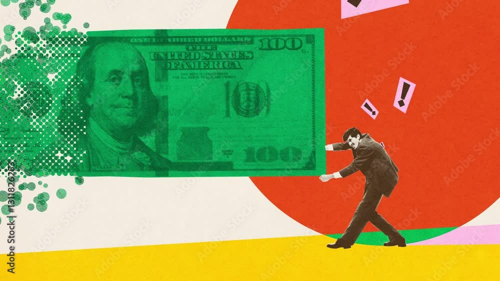 Video Stock Man holding giant dollar bill, symbolizing burden of ...