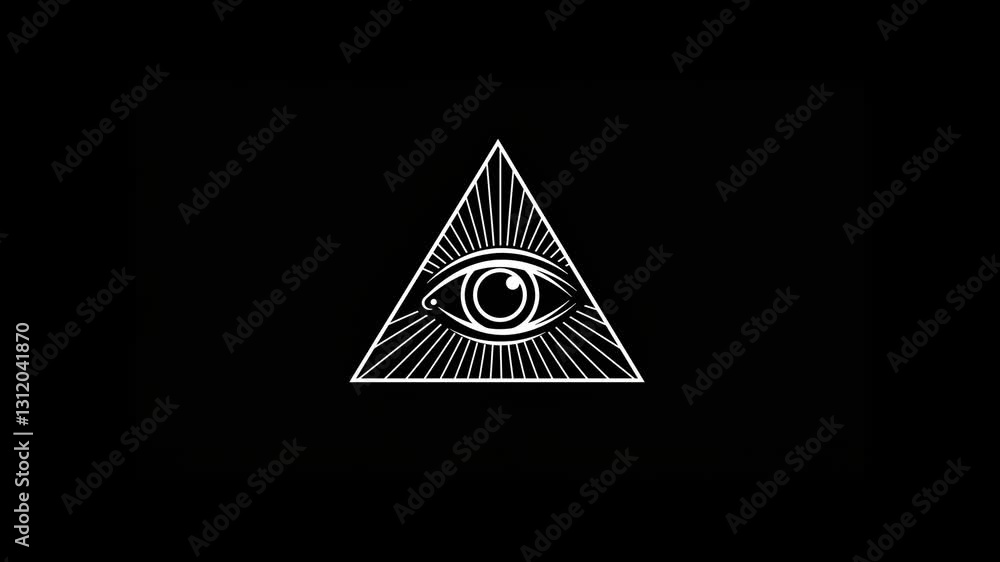 Looped frame-by-frame animation of a Masonic eye in a pyramid on a ...