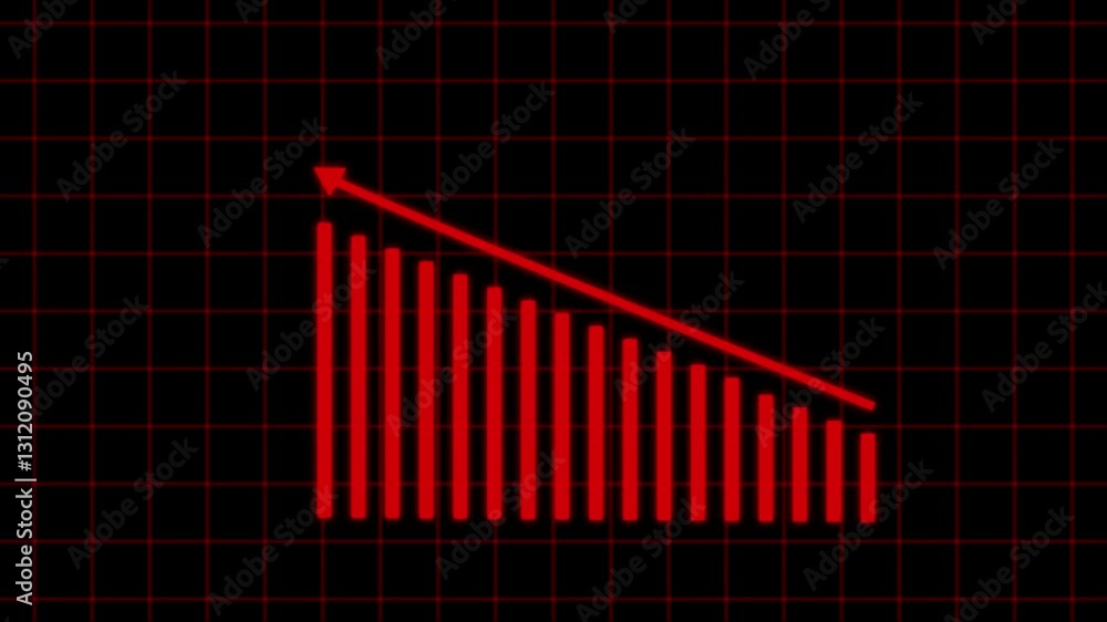 Business Bar Graph and Rising Arrow Animation with Glow on Transparent ...