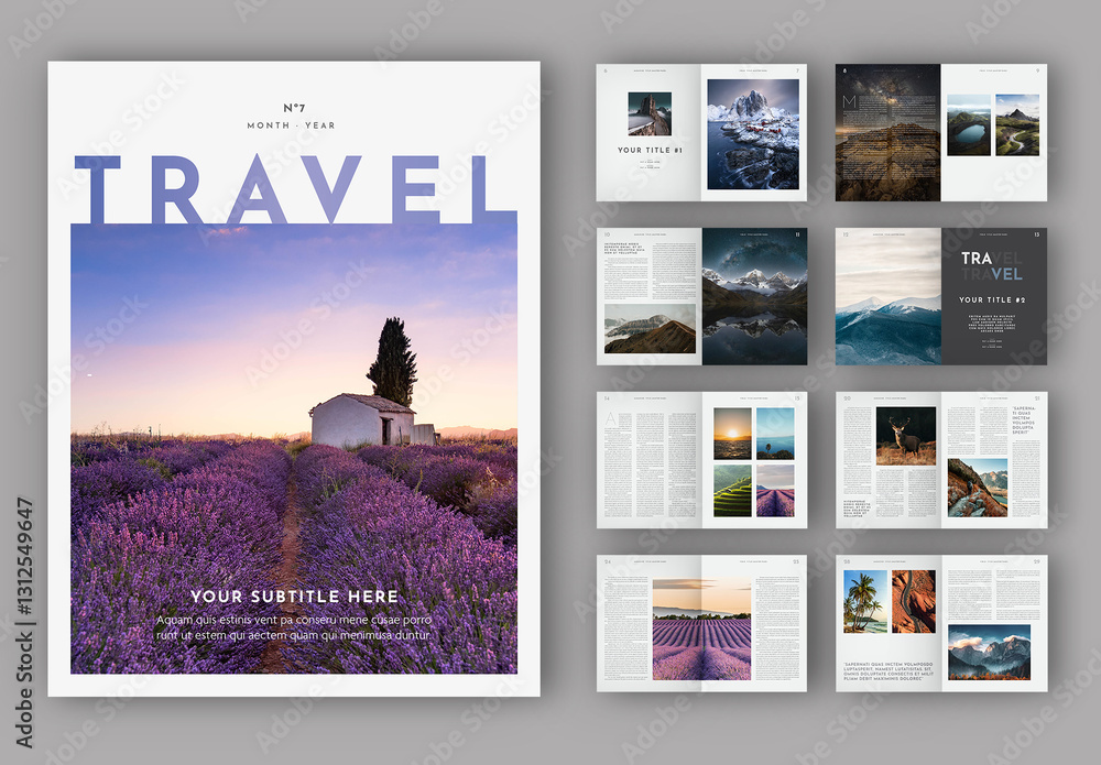 Travel Magazine Layout Stock Template | Adobe Stock