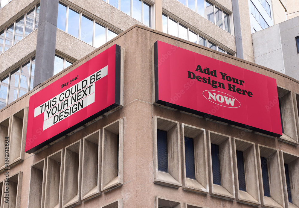 Facade Signage on Commercial Building in Urban Sydney's Skyline. Two ...