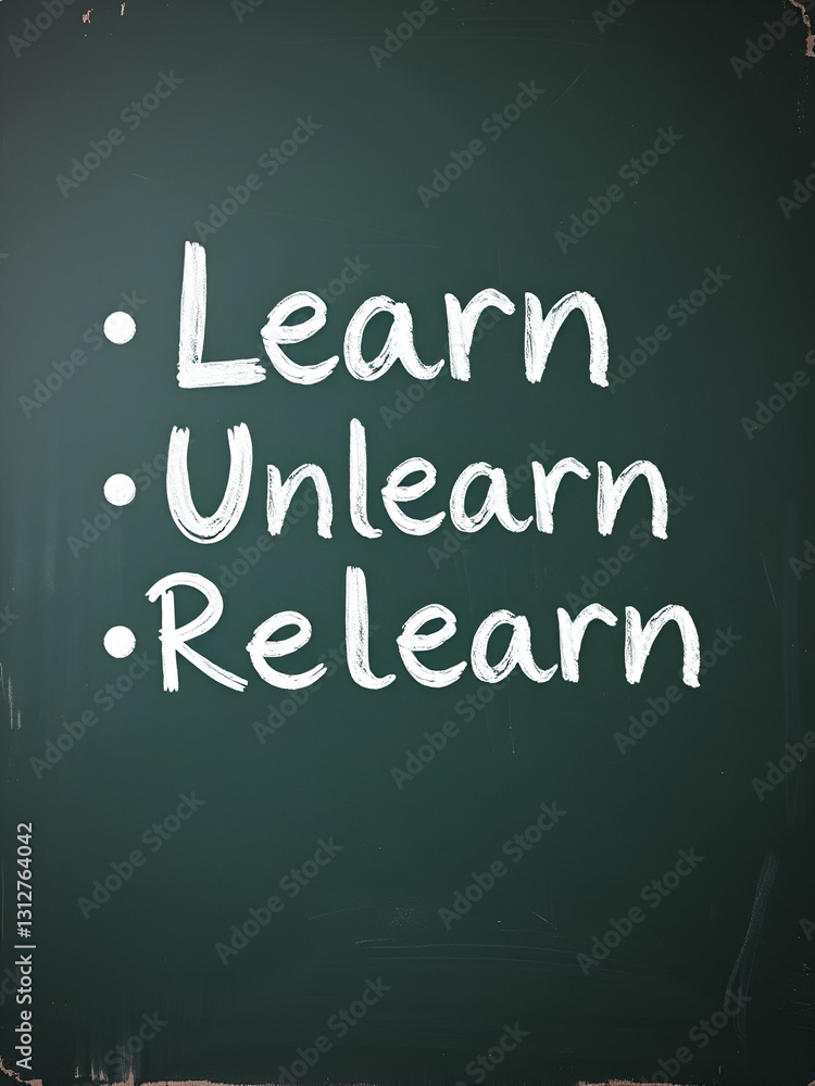 Poster Vintage school chalkboard with handwritten text Learn Unlearn ...