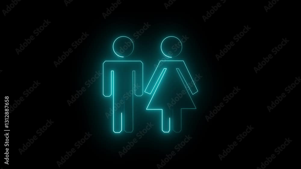 Male and Female Symbols, Futuristic Bathroom Sign, Luminous Gender ...