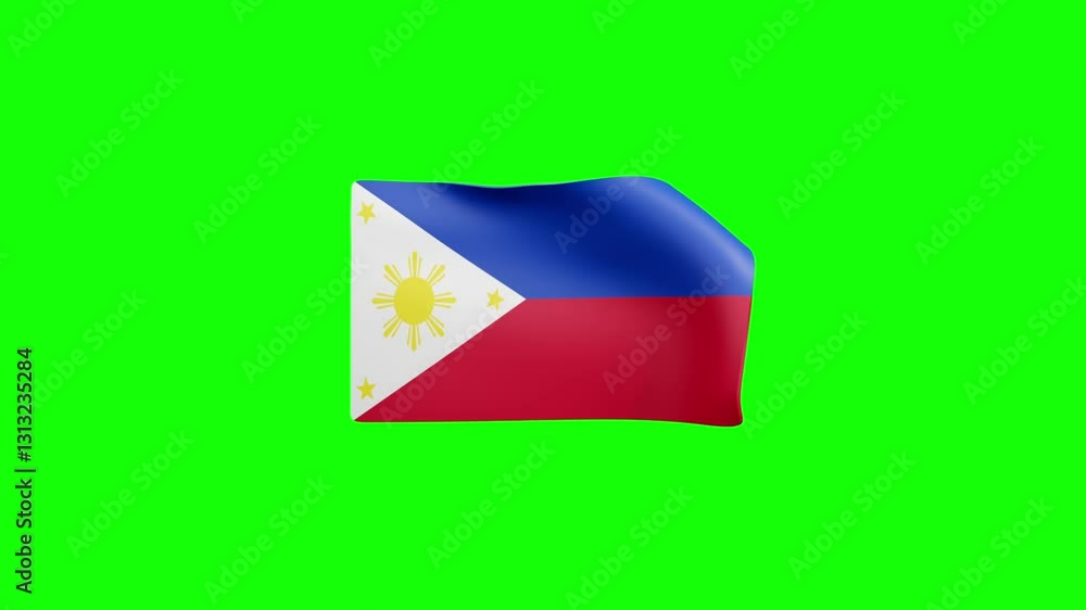 3D Philippines Flag on Green Screen – Realistic Philippines Flag ...
