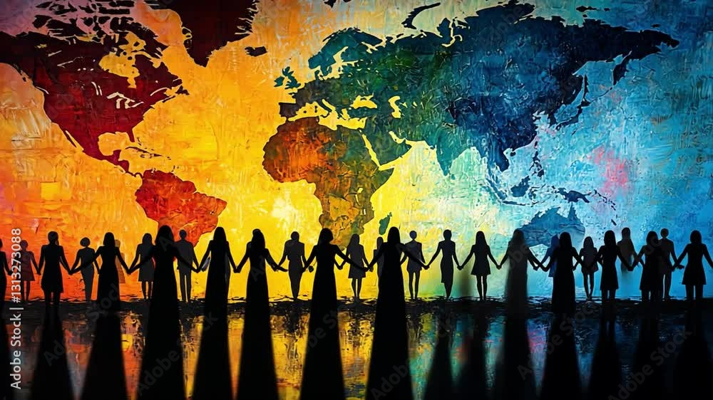 Global Unity: A vibrant and colorful world map is depicted, with ...