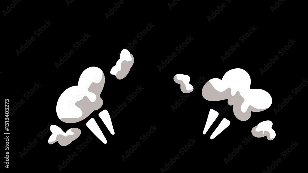 Cartoon smoke explosion. White motion shadow animation. Suitable for ...