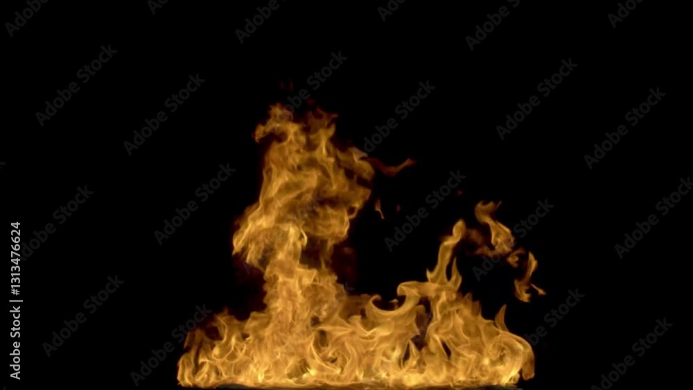 Fire and flame on black png background. Realistic fire isolated ...