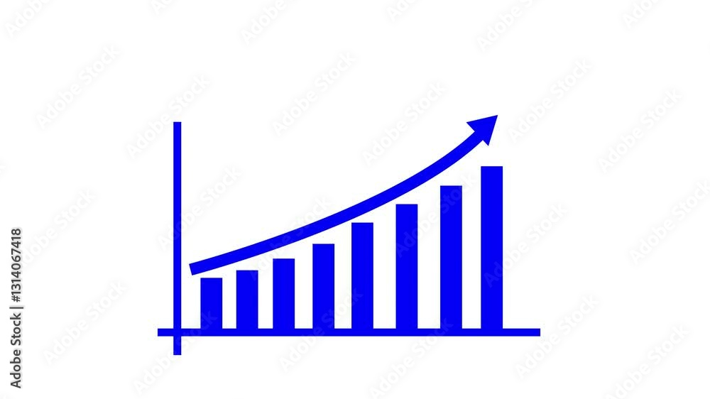 Transparent, Alpha Channel, Growing Chart with Arrow Animation blue ...