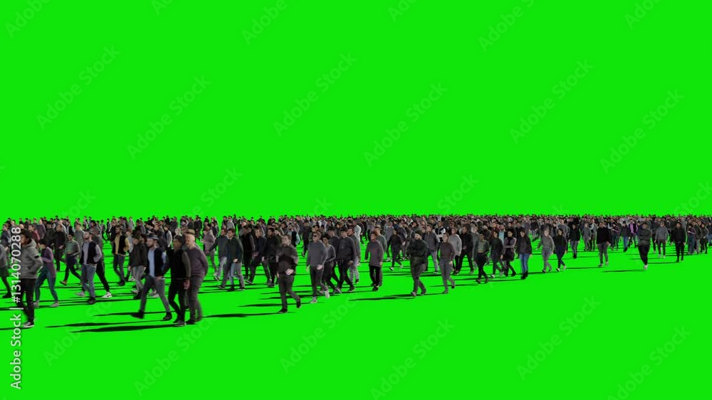 3D animation of a crowd of people walking down the street to visualize ...