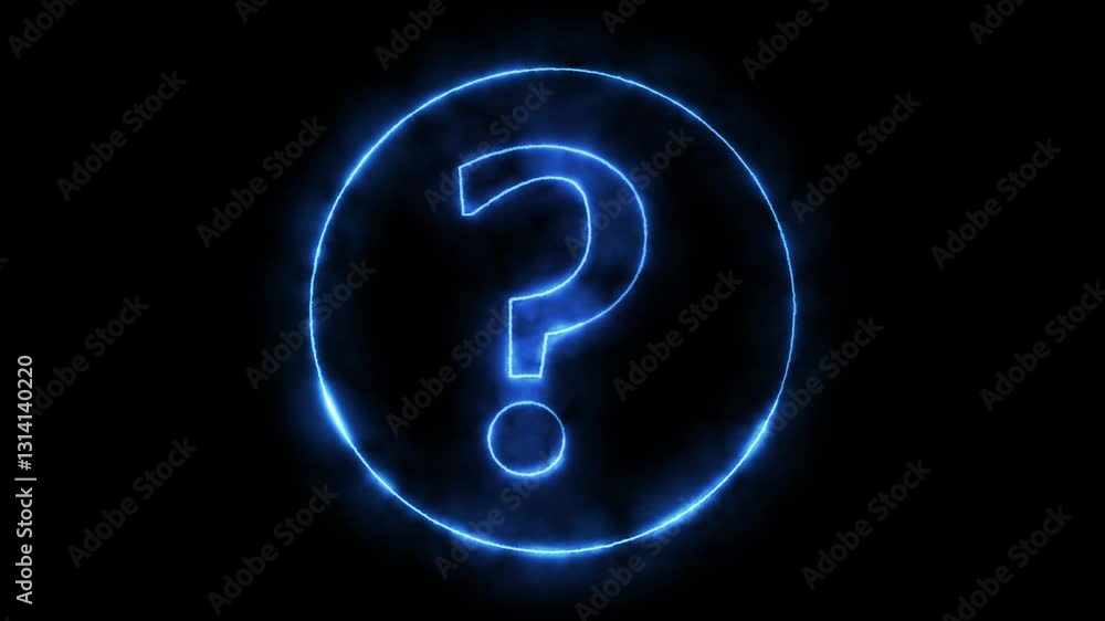 neon blue color question mark icon animation confusion sign help quiz ...