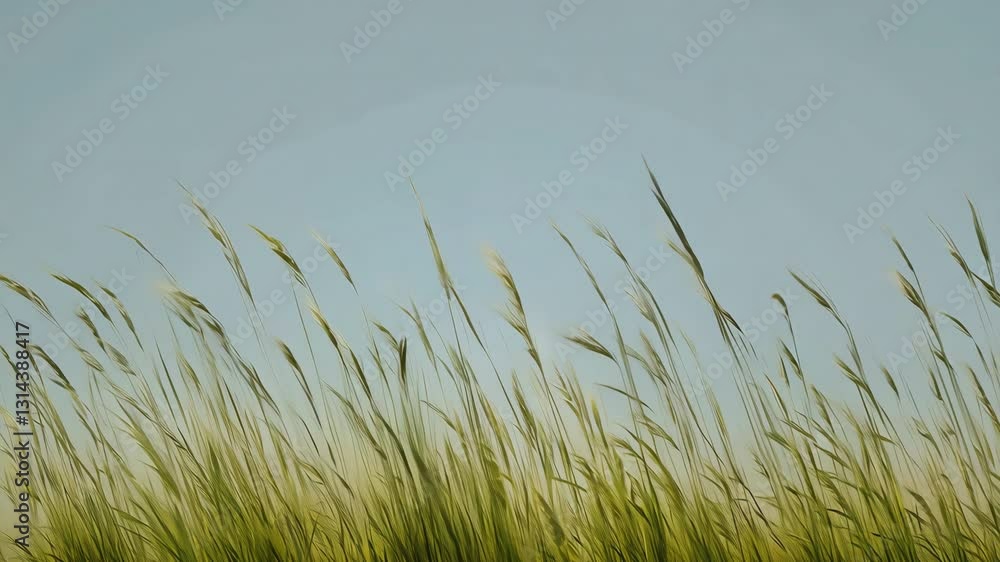 A seamless looping animation of mountain grass gently swaying in the ...