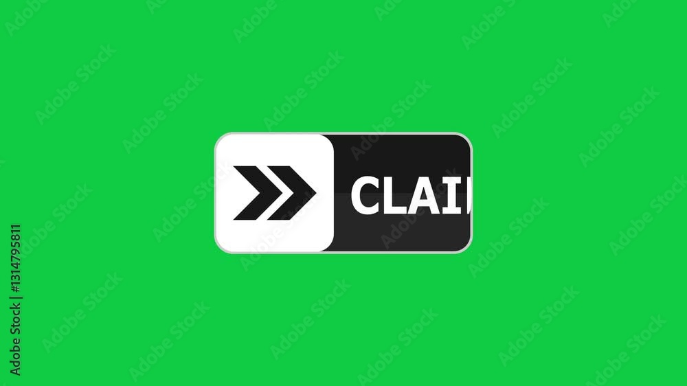 Green screen animation of claim now push button with pointer, simple ...