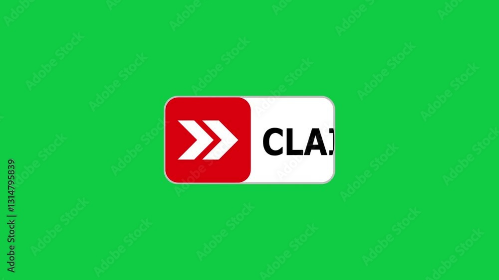 Green screen animation of claim now push button with pointer, simple ...