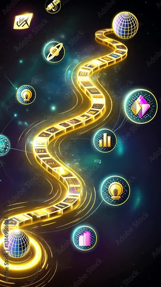 Step-by-step business workflow animation with dynamic milestones ...